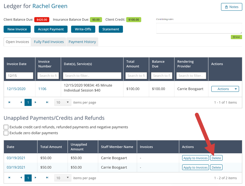 Delete a Payment from Client Ledger (WebABA Pro & Group)
