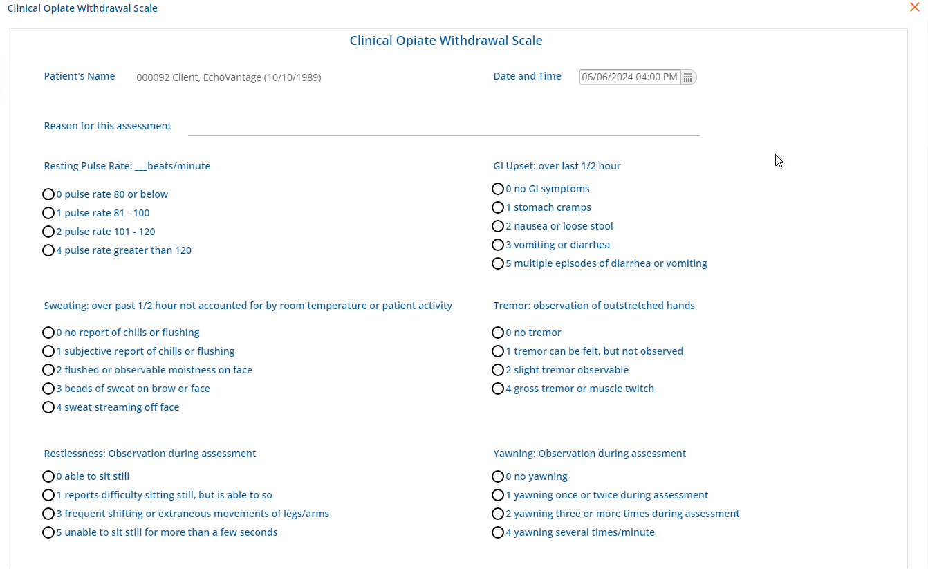 COWS Assessment (EchoVantage)