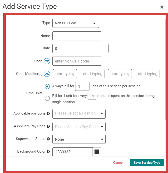 Add Non-CPT Code Service Types (WebABA Pro & Group)