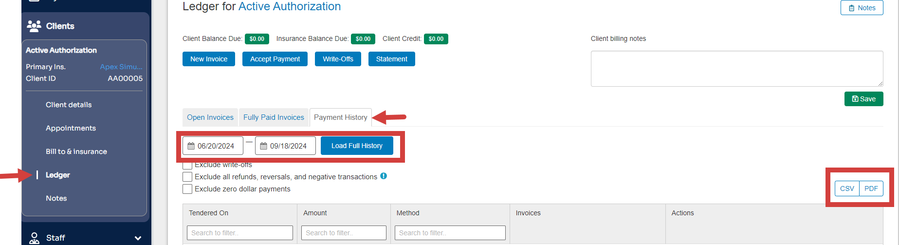 Export Client List or Data (TheraNest)