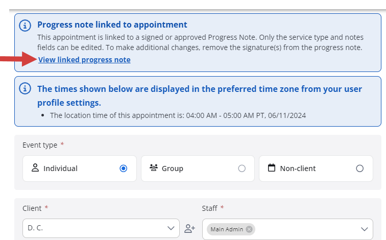 Link Progress Note with Calendar Appointment (TheraNest)