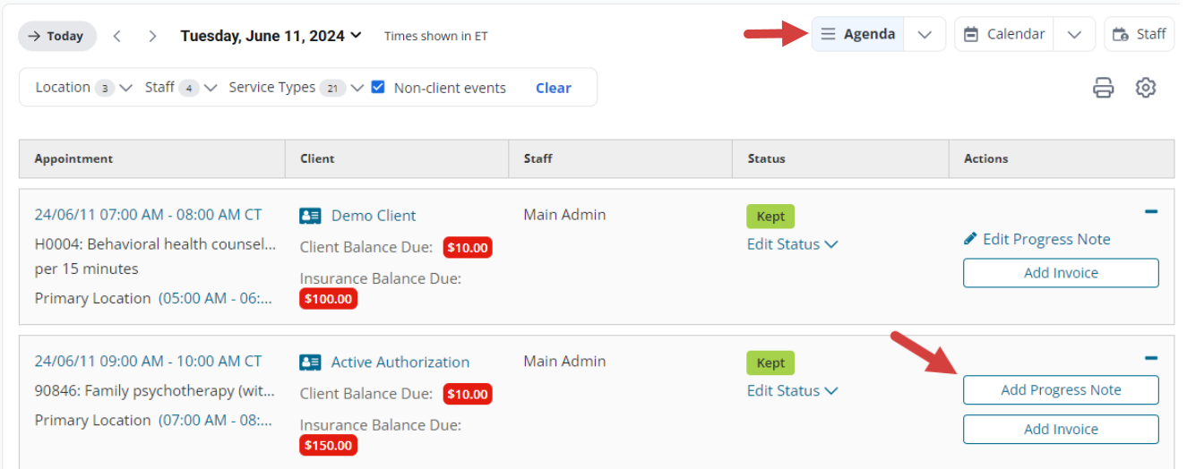 Link Progress Note with Calendar Appointment (TheraNest)