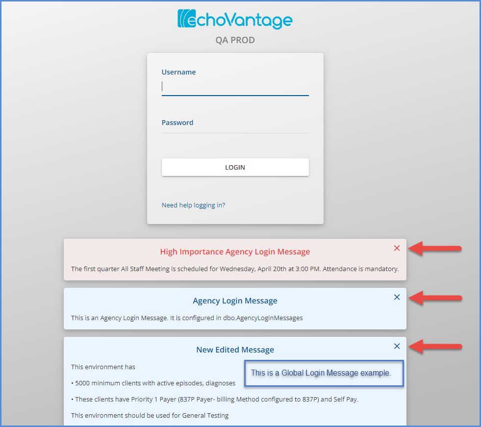 Application Login (EchoVantage)
