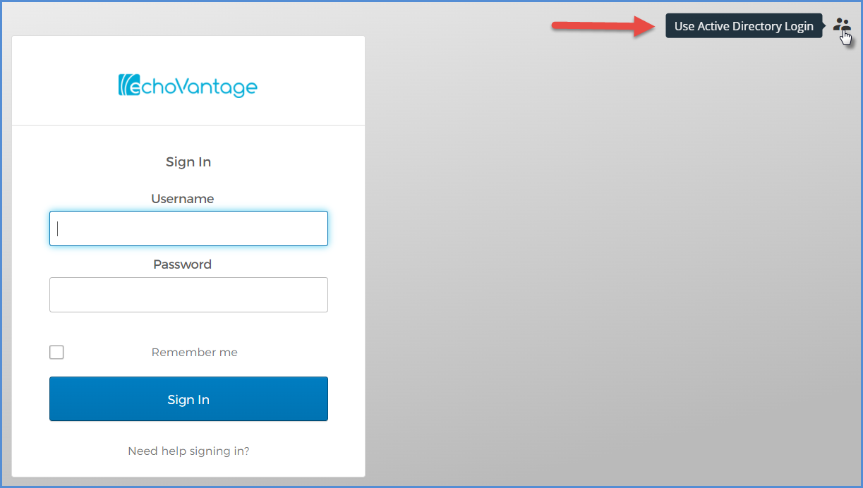Application Login (EchoVantage)